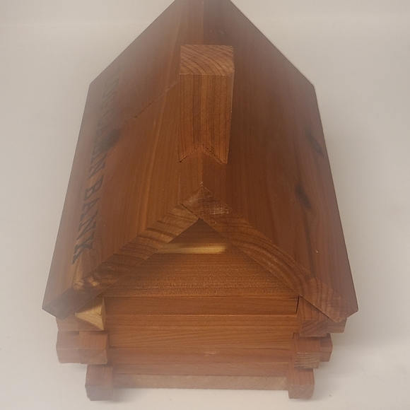 Storage & Organization | Vintage Cedar Wood Log Cabin Bank Coin With ...